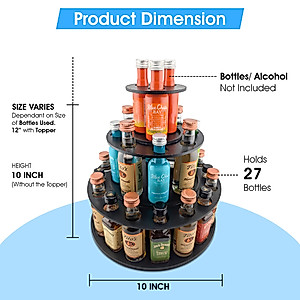 Shot Cake Party Display for Mini Liquor Bottles | 21st Birthday Holiday Celebration Decoration Centerpiece (Three Tier, Black)
