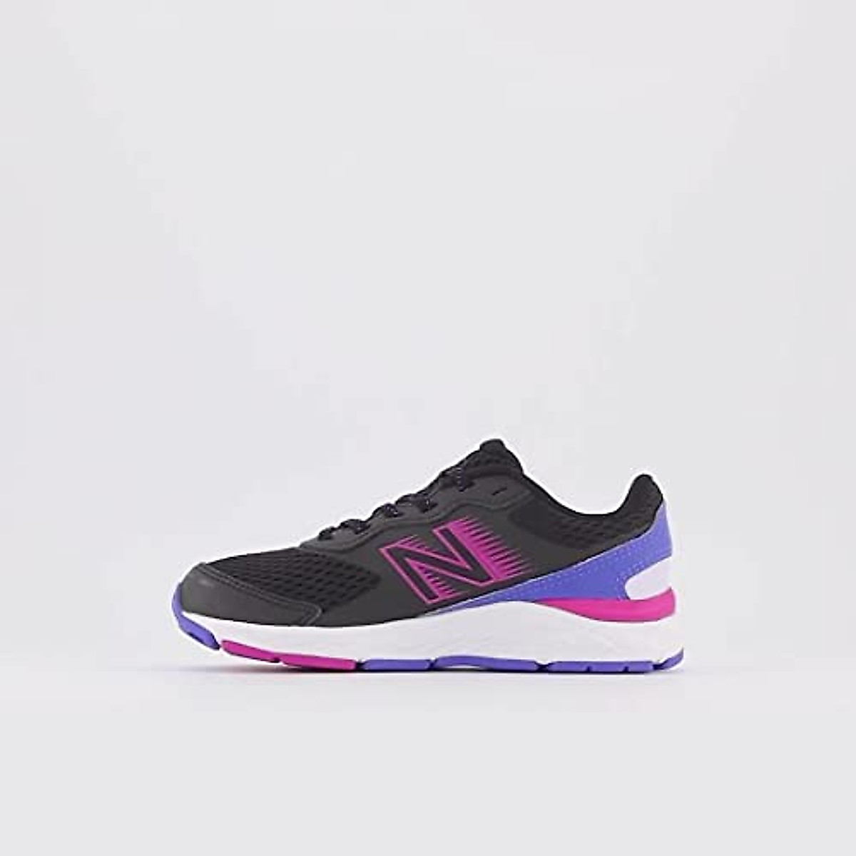 New Balance Kid's 680 V6 Lace-up Running Shoe, Black/Magenta Pop/Aura, 2 Little Kid