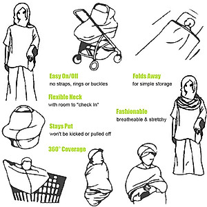 Baby Nursing Cover - Breastfeeding Scarf Carseat Canopy Stroller Cart Cover, Multi-Use Light, Soft, Stretchy, Spacious Car Seat Blanket for Girl and Boy + Unisex Bibs