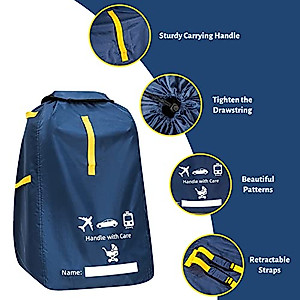 Car Seat Travel Bag for Air Travel, Durable Water Resistant Protector Foldable Infant Carseat Bag Airplane Gate Check Bag with Padded Straps, Stroller Bag for Airplane, for Safe & Secure Car Seat