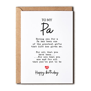 To My Pa - Pa Birthday Card - Pa Is The Greatest Gifts In My Life - Birthday Card For Pa - Gift For Pa Card- Christmas Gifts For Pa