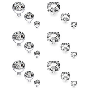 Hoeudjo 18PCS 14G Grade 23 Titanium Dermal Anchor Tops Internally Threaded Clear Gem for Women Men, Mixsize Top 2mm/3mm/4mm
