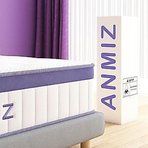 ANMIZ Queen Mattress in a Box, 10 inch Hybrid Queen Queen Mattress with Gel Memory Foam, Medium Firm Matress Queen Size, Queen Bed Mattresses 10 inch for Sleep Supportive & Pressure Relief
