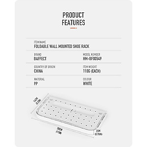 Baffect Wall Hanging Shoes Rack, Door Mounted Plastic Shoe Organizer, RV Camper Folding Shoes Holder for Space Saving Shoes Storage (4 Packs)