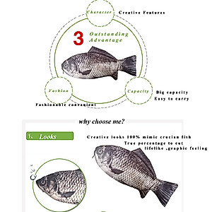 Emulation Fish Shape Creative Pencil Case Pen Bag Coin Purse Phone Bag with Simulated Lining Inside Padded Thick Foam with 12pcs Color Pencil Gift