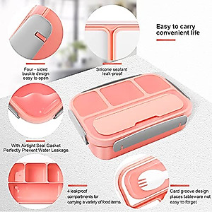 Lunch Box/ Containers for Adults/Kids/Toddler,1300ML-4 Compartment Bento Box,Microwave & Dishwasher & Freezer Safe, BPA Free (Pink)