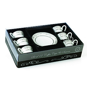 Lorren Home Trends Juliette-6 Cups and Saucers, One Size, Silver