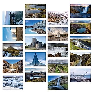 Dear Mapper Iceland Vintage Landscape Postcards Pack 20pc/Set Postcards From Around The World Greeting Cards for Business World Travel Postcard for Mailing Decor Gift