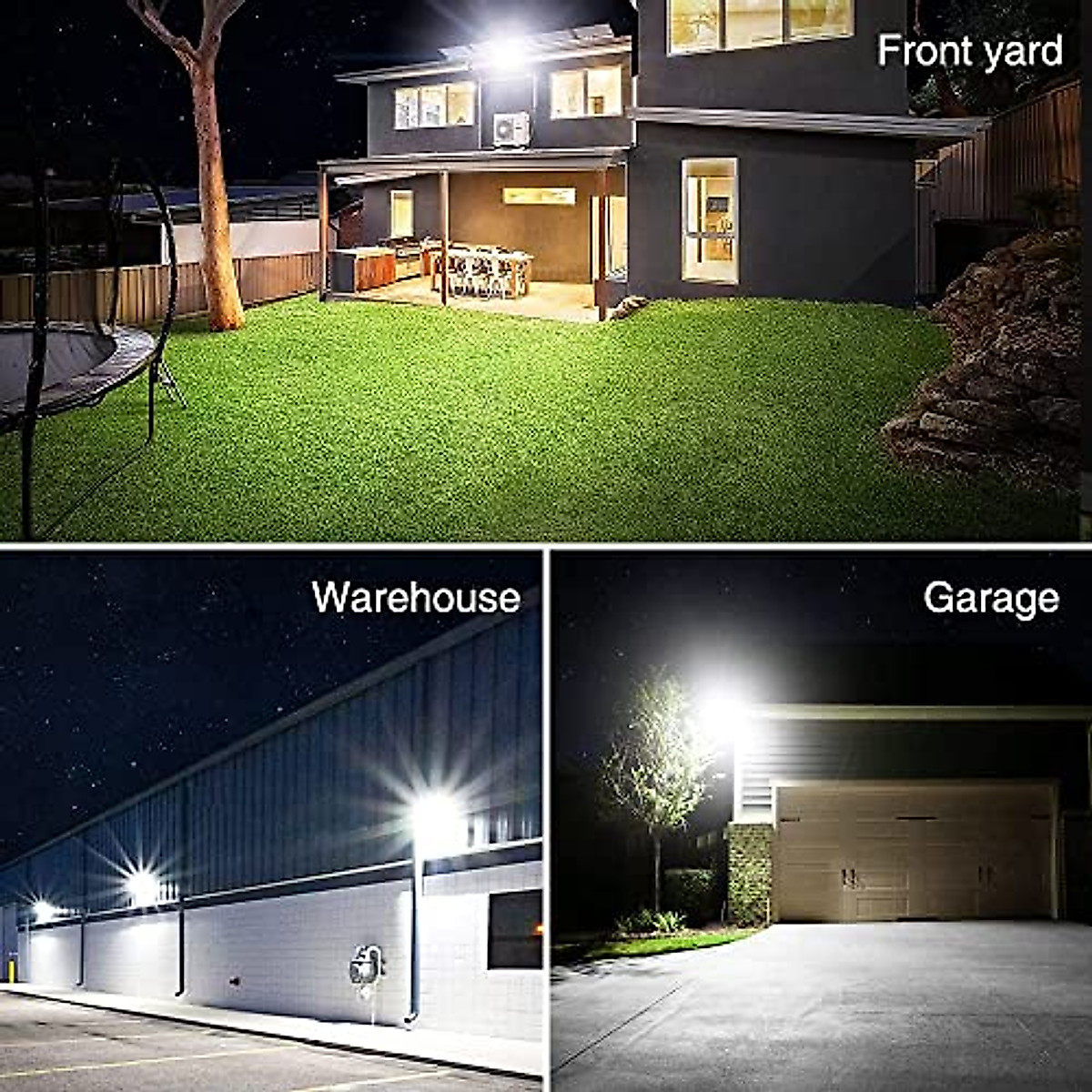 Onforu 2 Pack 50W LED Flood Light Outdoor, 4500lm LED Work Light, IP66 Waterproof Outdoor Floodlights with Plug, 6500K Daylight White Super Bright Security Light for Yard, Garden, Garage, Lawn