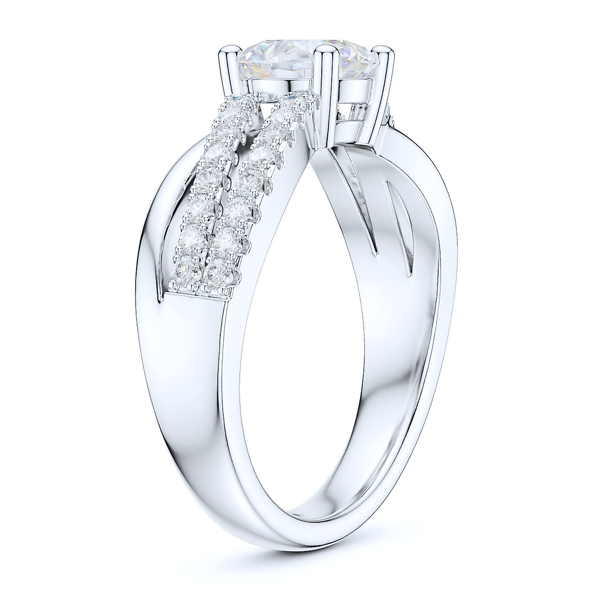 PRSTANI Sterling Silver Women's Crisscross Ring 1CT Simulated Round Brilliant Diamond Infinite Twisted Engagement Ring (4)