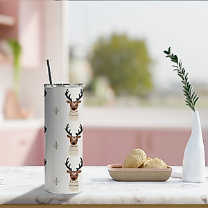 Cartoon Christmas Deer insulated tumblers，Cartoon Christmas Deer coffee cup Gift，Cartoon Christmas Deer Drinking Glasses-Tea Cup-Coffee Mug tumbler with lid and straw 20 oz insulated tumbler cups