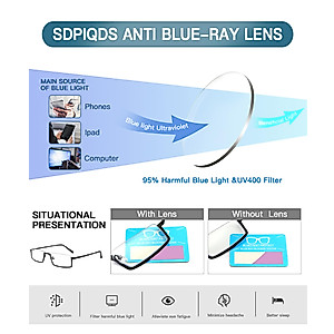 SDPIQDS 2 Pairs Half Moon Frame Reading Glasses Blue Light Blocking,Semi Rim Spring Hinge Metal Readers with Cases Women Men 2.0X