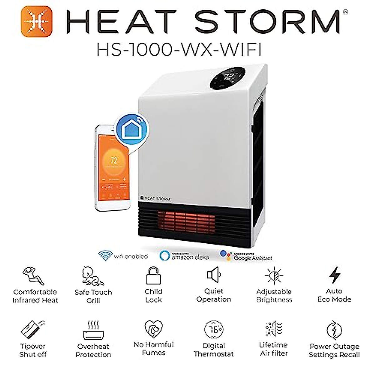 Heat Storm HS-1000-WX-WIFI Infrared Wi-Fi Heater, 1000 Watt