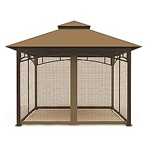 Garden Sunny Gazebo Mosquito Netting Screen 4-Panels Universal Replacement for Patio, Outdoor Canopy, Garden and Backyard (Only Netting) (12'x12', Khaki)