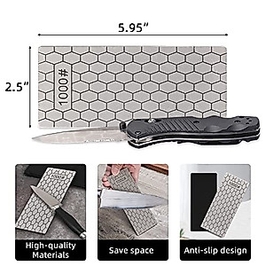 4 Pieces Diamond Sharpening Stone Fifchall Honing Stone Diamond Stone Lapping Plate Fine Coarse Bench Stone for Kitchen Sharpening Blade Blunt Chisel, 400, 600, 1000, 1200 Grit, with Angle Guide