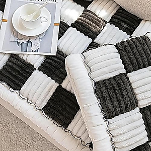 Funny Fuzzy Couch Cover, Funnyfuzzy Cream-Coloured Large Plaid Square Pet Mat Bed Couch Cover, Dog Blankets for Large Dogs, Garden Chic Cotton Protective Couch Cover for Floor Dogs Cats(Size:50*50cm（1
