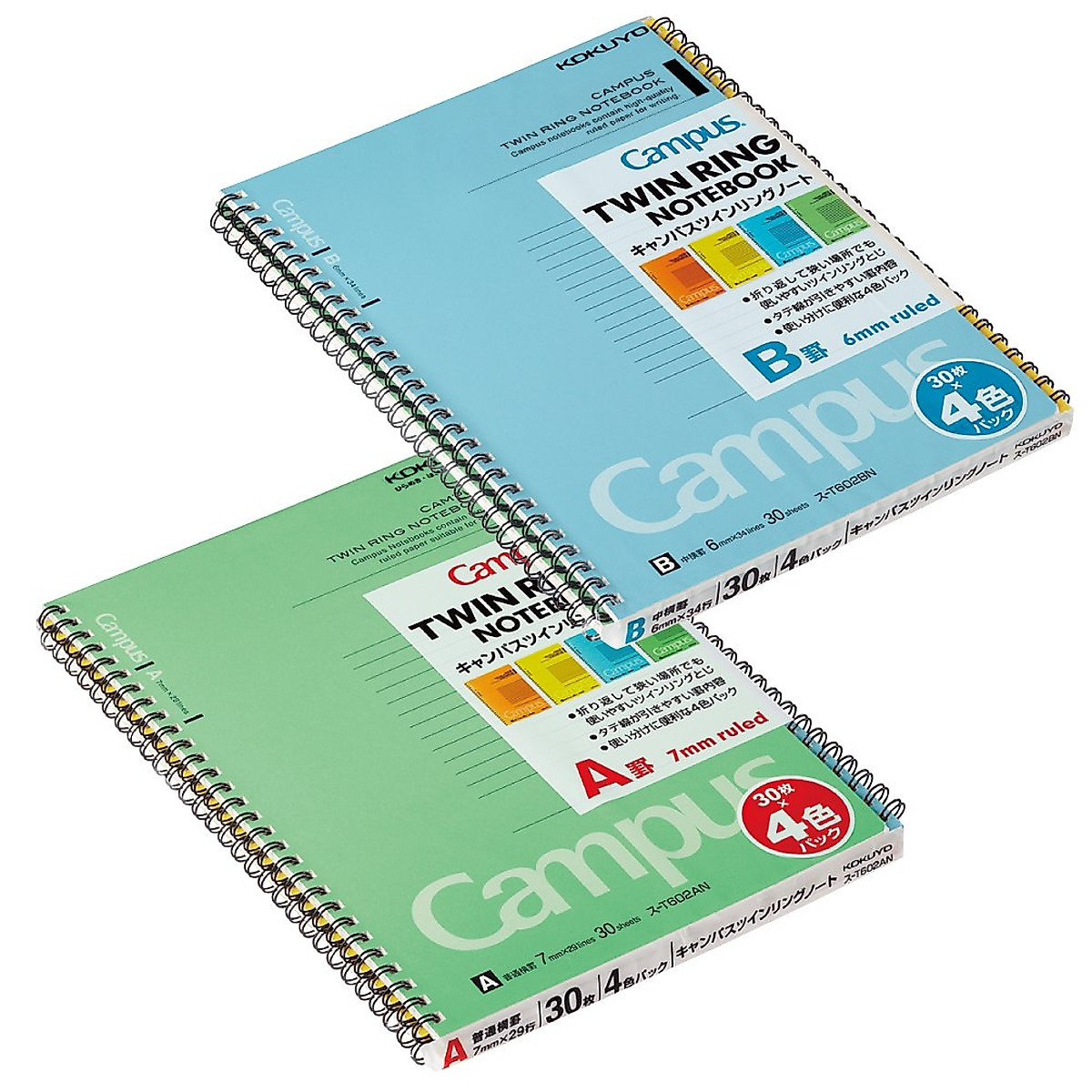 30-T602A mice Kokuyo Twin Ring Notebook 4 books pack No. 6 semi-B5 A ruled line (japan import)