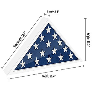 Americanflat Large Flag Display Case for Burial Flag - Fits Folded 5 x 9.5' Flag - Military Flag Case - Silhouette Collection - Flag Box Display Case for Wall or Tabletop - White