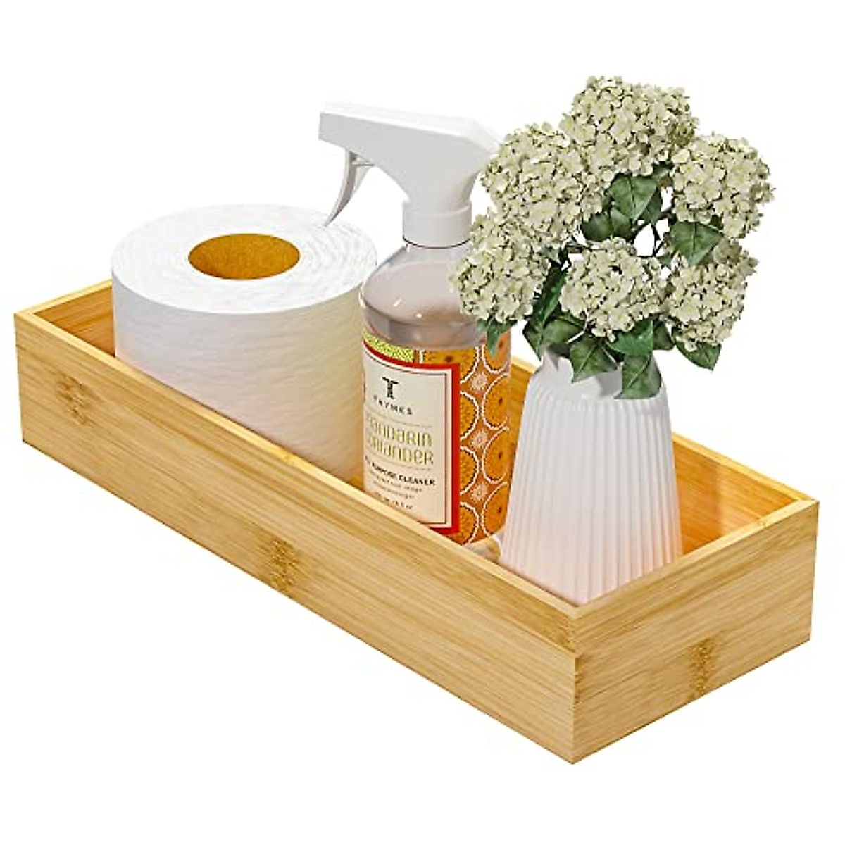 Toilet Tank Tray, Guest Towel Organizer Holder, Bathroom Accessory Vanity Bamboo Tray Wood Sink Tray, Perfume Tray for Home Decoration 15” L x 6” W x 3” H