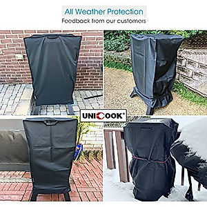 Unicook 30 Inch Electric Smoker Cover, Heavy Duty Waterproof Smoker Grill Cover, Fade and UV Resistant Square Vertical Smoker Cover, Durable and Convenient, 18" W x 17" D x 33" H