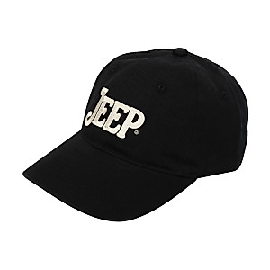 Jeep Vintage Script Logo Heavy Chino Twill Hat - Black