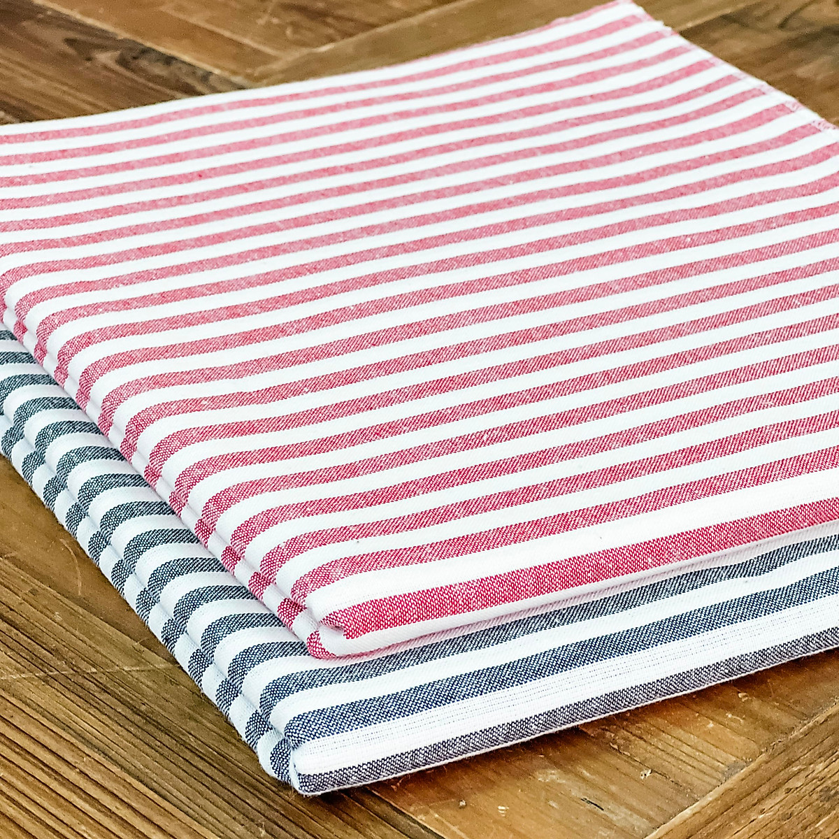 Farmhouse Ticking Red Fabric, Extra Wide Bulk Yardage, 1 Yard, 36" L x 80" W, Cotton Material for Sewing