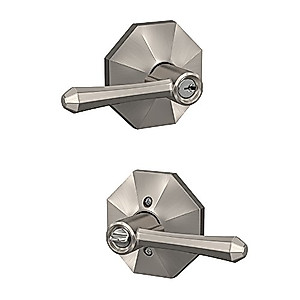 SCHLAGE F51A DMP 619 RWD Dempsey Lever with Rosewood Trim Keyed Entry Lock, Satin Nickel