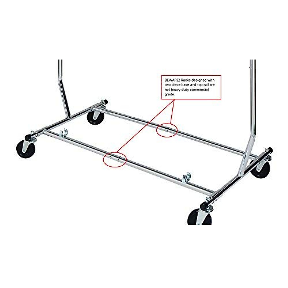 Only Garment Racks True Commercial Grade Rolling Rack Designed with Solid "One Piece" Top Rail