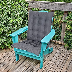 Pinkunn 8 Pieces Patio Chair Cushion with Tie 16 x 37 x 3 Inch Outdoor High Back Rocking Chair Cushion Tufted Pillow Fade Resistant Seasonal All Weather Replacement Seat Cushions Gray