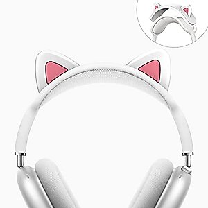 WQNIDE Headband Cover for AirPods Max, Cute cat Ears Design Soft Silicone Headphone Headband Protectors/Comfort Cushion/Top Pad Protector Sleeve Compatible with Apple AirPods Max (White)