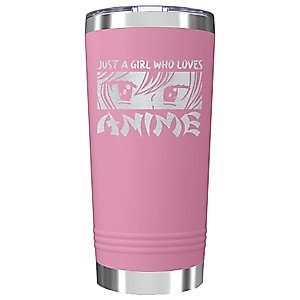 shop4ever ust A Girl Who Loves Anime Insulated Tumbler 20 oz. with Lid, Stainless Steel Cups Travel Coffee Mug Anime Fans Anime Lovers Birthday Gift (Light Pink)