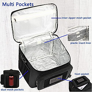 FlowFly Tactical Lunch Bag Large Insulated Lunch Box Cooler Tote for Men, Women with MOLLE / PALS Webbing (Black)