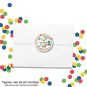 Thanks for a Great School Year Teacher Appreciation Thank You Sticker Labels, 40 2" Party Circle Stickers by AmandaCreation, Great for Envelope Seals & Gift Bags