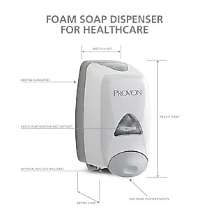 Gojo PROVON FMX-12 Push-Style Foam Soap Dispenser, Dove Grey, for 1250 mL PROVON FMX-12 Foam Soap, Shower Soap Refills (Pack of 1) – 5160-06