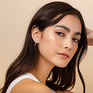 PAVOI 14K Yellow Gold Plated Sterling Silver Post Dainty Mini Bar Stud Earrings | Gold Earrings for Women | Yellow