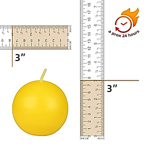 Zest Candle 6-Piece Ball Candles, 3-Inch, Yellow