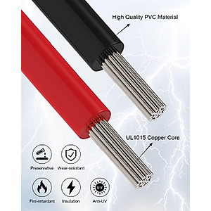 HUQUZN 10AWG 12FT Solar Panel Extension Cable Compatible with Ads Port Adapter and Solar Connector, Solar Charger Cable Kit for Portable Solar Generator Power Station RV, Vertical