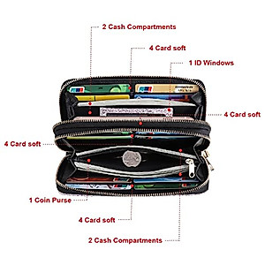 RFID Blocking Leather Wallet for Women,Excellent Women's Pu Leather Phone Credit Card Holder with Removable Wristlet