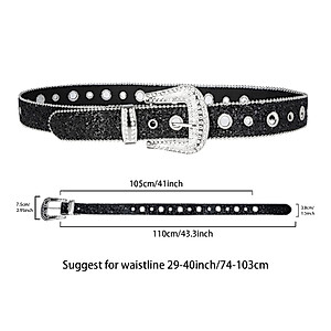 UTOWO Rhinestone Belt for Women Men, Western Cowgirl Cowboy Bling Studded Leather Belt for Jeans Pants