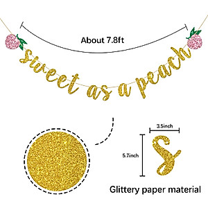INNORU Sweet As a Peach Banner, Peach Baby Shower Birthday Party Decorations, Fruit Party, Mommy to Be Sign Banner, Gender Reveal, Engagement, New Baby Party Decoration Gold Glitter