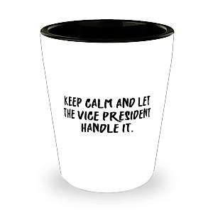 Reusable Vice President Shot Glass, Keep Calm and Let the Vice President Handle It, Cute for Men Women, Holiday
