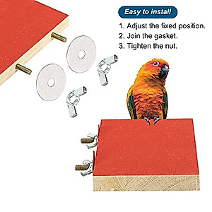 PATIKIL Bird Perch Stand Platform, 1 Set Parrot Stand Platform Playground Paw Grinding Clean for Parakeet Cockatiel Cage Accessory, Red Yellow