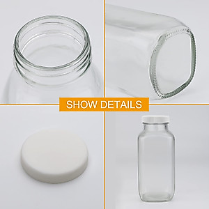 Encheng 8 Ounce Glass Bottles,Reusable Glass Drinking Bottle with Plastic Airtight Lids,Vintage Juicing Bottle Clear Water Bottles for Smoothies,Kombucha,Travel Homemade Beverage Bottles,30 Pack