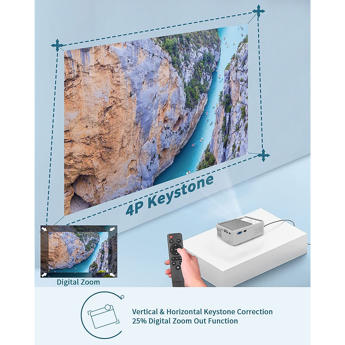 Mini 1080p Projector with WiFi and Bluetooth Outdoor, Portable Home Theater Full HD Bedroom Projector Wireless Sync for iPhone/Android, TV Projectors with Apps Netflix Android OS, HDMI AV USB Port