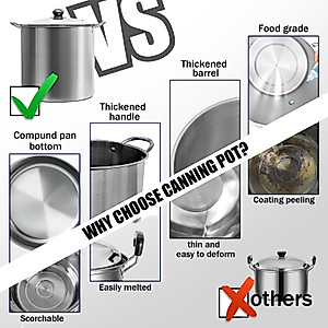 Canning Pot Water Bath Canner with Rack and Lid, 21.5 Quart Stainless Steel Stock Pots, Canning Supplies Starter Kit, Jar Lifter Tongs, Funnels and Full Canning Accessories Tools Set, Pink