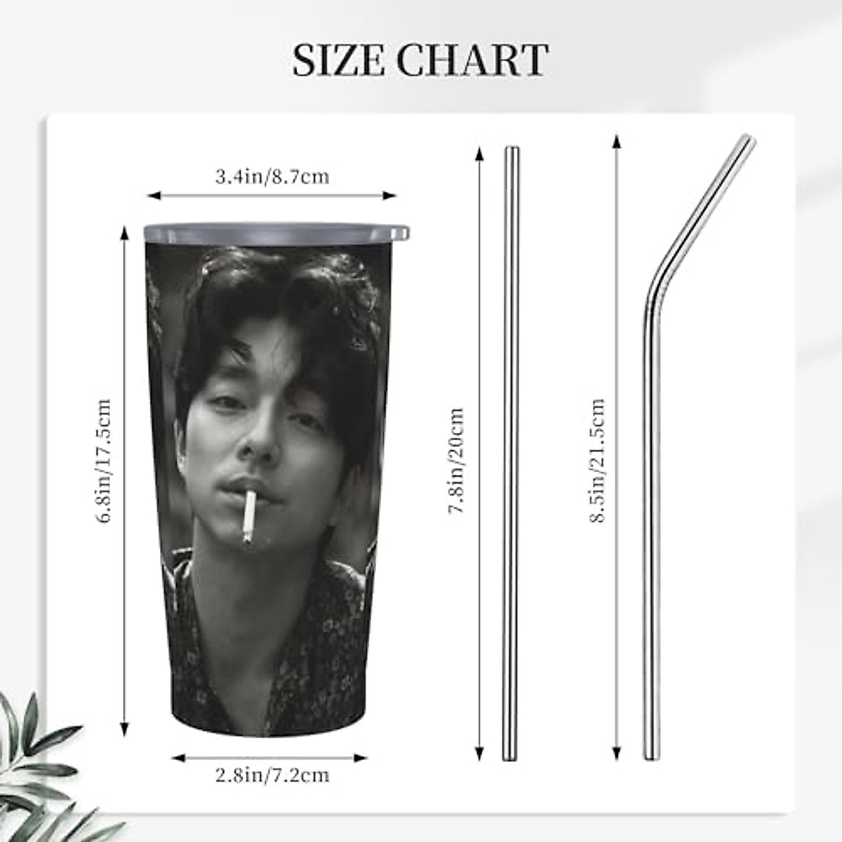 OAEWRE Gong Actors Yoo Stainless Steel Mug Insulated Tumbler Coffee Mugs with Lids and Straw Double Wall Vacuum Cup 20oz