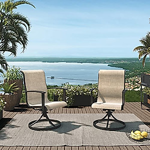 Grand patio Outdoor Swivel Rocking Patio Dining Chairs Set of 2, Outdoor Mesh Sling Swivel Rocker 2 Pieces Set for Lawn Garden Backyard Deck, Mixed Coffee