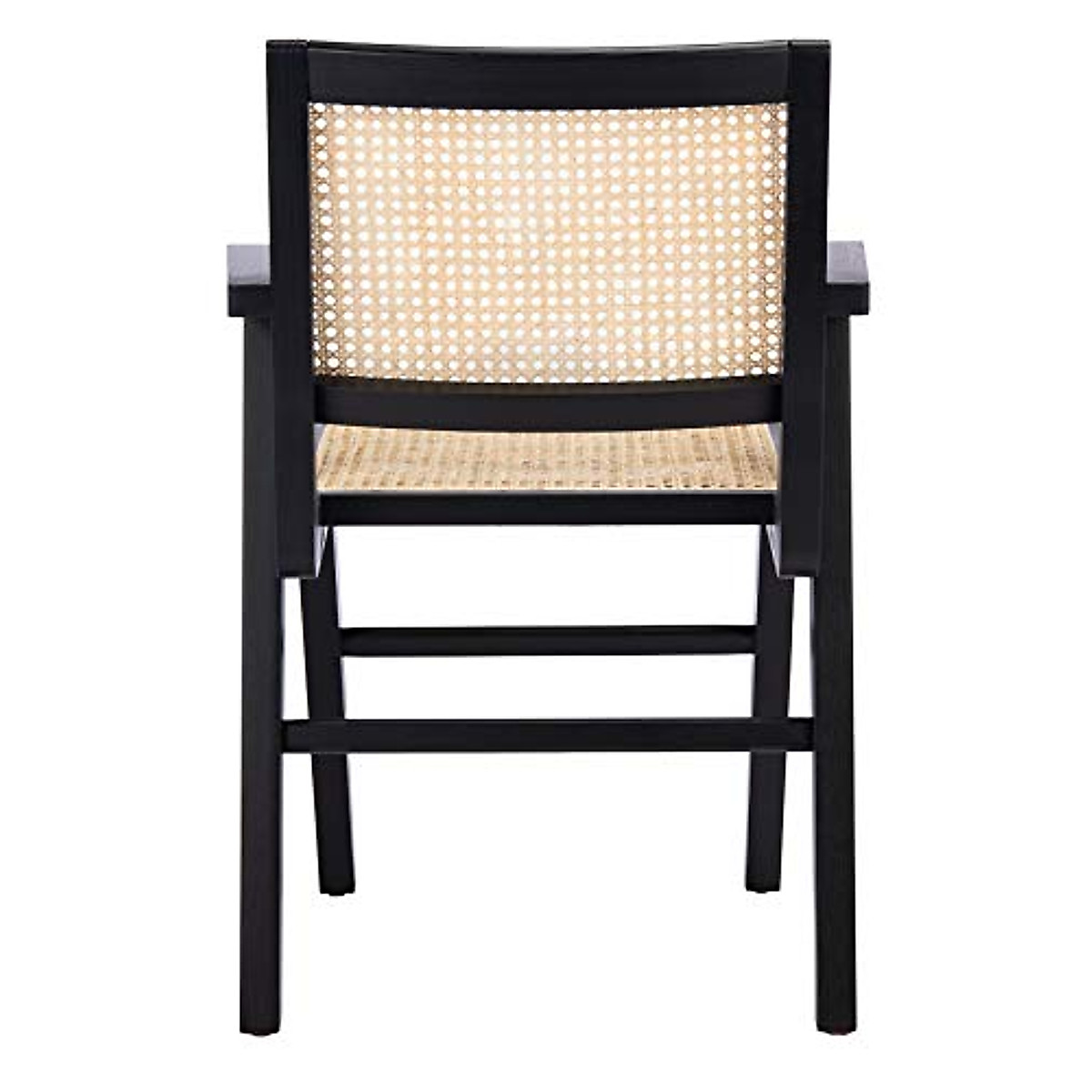 Safavieh Couture Home Collection Hattie Black/Natural French Cane Living Room Dining Arm Chair (Set of 2) SFV4115A-SET2