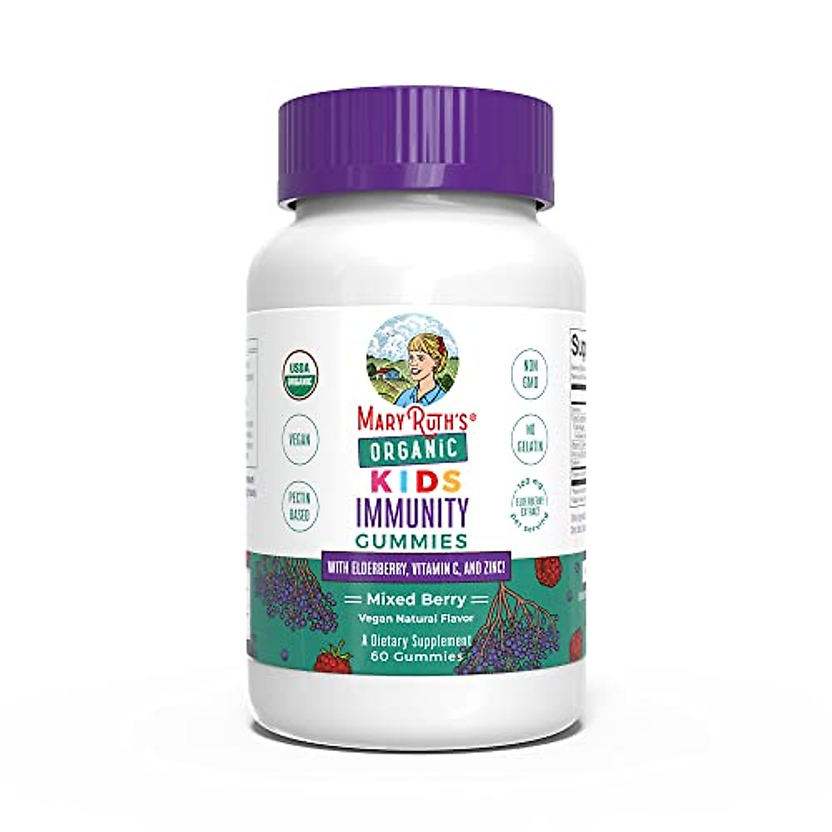 USDA Organic Kids Immune Support Gummies & Elderberry Liquid Drops (Blueberry Raspberry) Bundle by MaryRuth's | Vitamin C, Zinc, and Elderberry Gummies | Immune Support & Overall Health for Kids