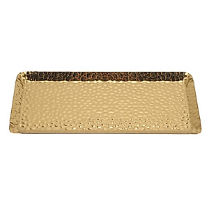 Fdit 25x11cm Towel Hammering Trays,Stainless Steel Multipurpose Dishwasher Safe Dessert Tray That Suitable for Family Restaurant Use (Gold)
